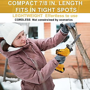 Reciprocating Saw For Dewalt 20V Max Battery, 3200 Strokes Per Minute Variable Speed Trigger Cordless Reciprocating Saw with Brushless Motor, 4 Saw Blades for Wood & Metal Cutting (Tool Only)