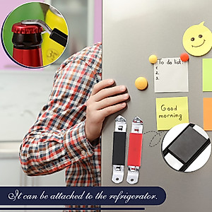 Magnetic Bottle Openers Classic Stainless Steel Beer Punch Opener Can Tapper Bottle Opener with Magnet for Refrigerator Camping and Traveling (Red, Black,4 Pieces)