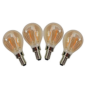 CTKcom 2 Watt G45/G14 E12 Base LED Bulbs, Amber Glass Vintage Antique Dimmable led Bulb 120V 2200K Warm White 100 lumens 25 Watt Equivalent,4 Pack