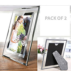 Cq acrylic 6x8 Glass Picture Frame,Silver Mirrored for Photo Display Stand on Tabletop,Pack of 2