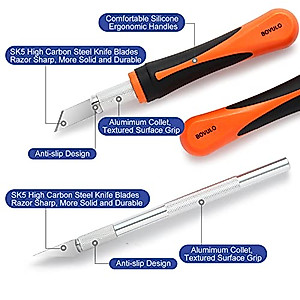 18pc Precision Utility Craft Knife Set - Premium Hobby Knife Cutting Tool with Sharp Blades for Architectural Models, Carving Pumpkins / Stencils, Paper / Leather/vinyl Crafts, Miniatures by Bovulo