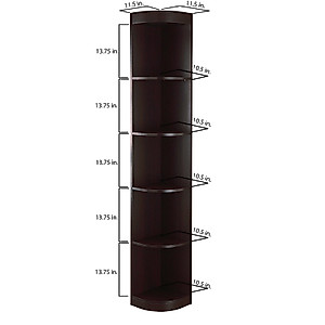Furniture of America Tango Transitional 5-Shelf Corner Display Stand, Cappuccino