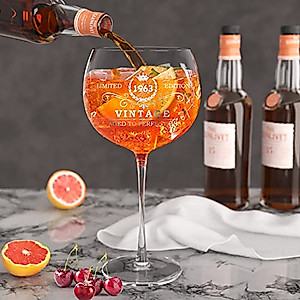 60th Birthday Gifts for Women,1963 Vintage Wine Glass - 60th Birthday Gift Ideas for Her Mom Best Friend Sister Aunt 60 Year Old Woman Bday Presents,60th Anniversary Sixty Birthday Decorations