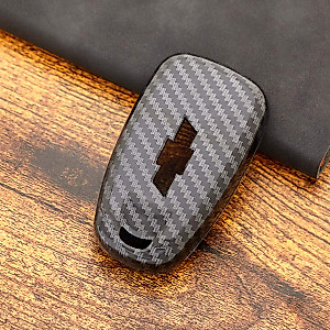 HelloAuto Key Fob Shell Case Protector Holder Compatible with Malibu Camaro Cruze Traverse Sonic Volt Bolt Equinox, Carbon Gloss Fiber Cover Case