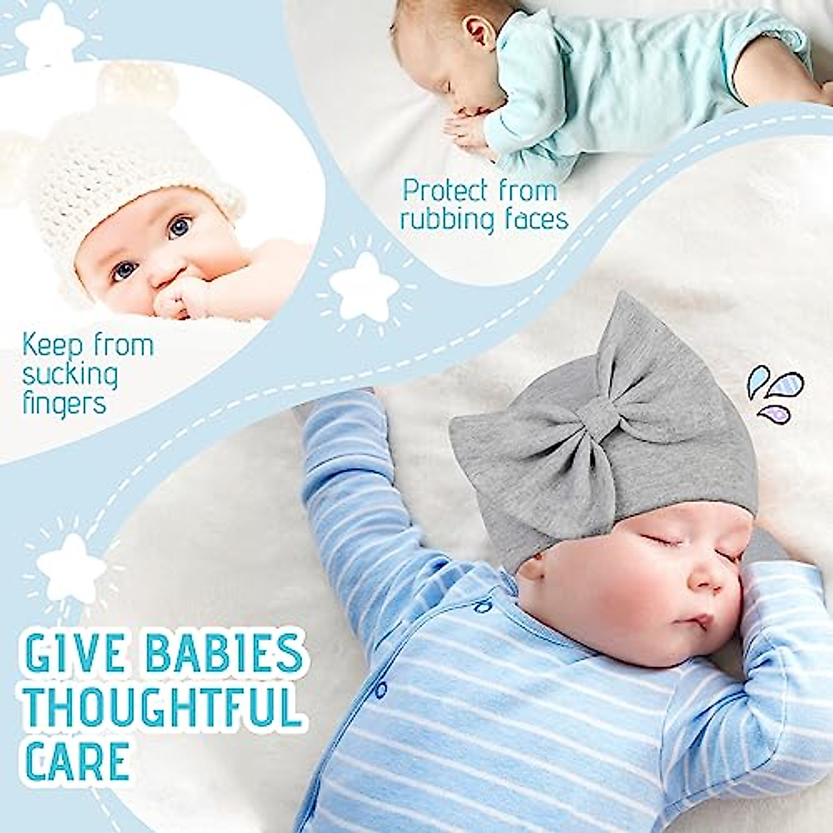 Zando Newborn Baby Girl Hats Soft Beanie Hat Cute for 0-6 Months Infant Toddler Hospital Hat Caps 4 Pack 3 0-3Month