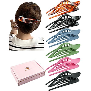 6 Pcs Thick Hair Clips Set for Women & Girls: 5" Large Side Slides, Strong Hold No Slip Grip, Flat Curved Claw Clamps, Duckbill Clamps for Long Hair