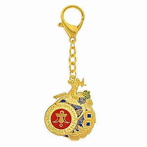 FengShui 100 Blessings Energetic Deer Wealth Amulet Keychain W4950