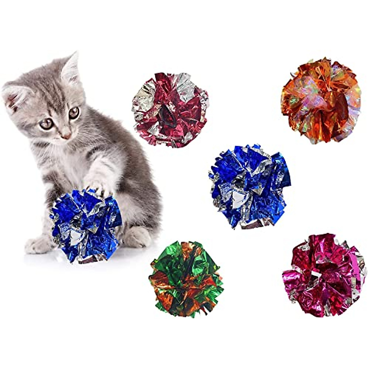 20 Pcs 2.2 Inch Cat Crinkle Balls Cat Toys Balls for Indoor Kittens Exercise and Cats Play and Chase