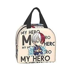 BearLad Boku No My Her0 Academ1a Todoroki Lunch Bag Tote Anime Container For Women Box Insulated Kids Cooler School Travel, One Size