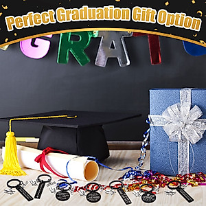 Batiyeer 24 Set Graduation Gifts Keychain for Class of 2024 with Graduation Cards for High School College Grads Women(Black Round, Black Rectangle)