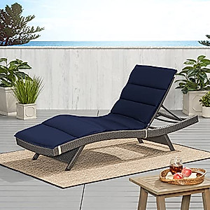 Maphissus Navy Blue Outdoor Chaise Lounge Folding Cushion,Water-Resistant Adjustable Pool Lounge Chair Cushion,72"X21"X2" Patio Reclining Sun Lounger Cushions