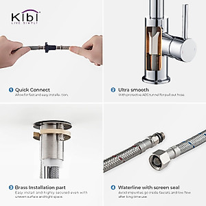 KIBI Casa Single Handle Pull Down Faucet for Kitchen Sink | Solid Brass High Arc Faucet Spout | Kitchen Faucet with Pull Down Sprayer (Chrome) (KKF2002) (Soap Dispenser included)