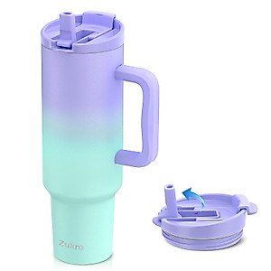 Zukro 50 oz Tumbler With Handle, 100% Leak Proof, Large Triple-wall Insulated Stainless Steel Jug with Lid and Flip Straw, No Sweat Wate Bottle Fit in Cup Holder, Keep Drinks Cold 34 Hours, Cotton