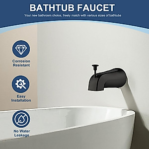 Gold Hao The Bathroom Universal Slip-On Tub Spout with Diverter - 5" Bathtub Faucet with Diverter, Easy to Install & Save Water Leaks in Minutes, Fit 5/8" Copper Pipe (Matte Black)