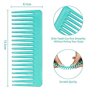 Large Hair Detangling Comb, Wide Tooth for Curly, Wet Dry Hair, No Handle Comb Styling Shampoo Comb (White, Cyan)