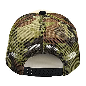 MONOFARBE High Crown Mesh Back Foam Trucker Hat Gym Hat Baseball Cap Surf Skateboard Hat Hip Hop Snapback (US, Numeric, 7 1/4, 7 3/4, CAMO)
