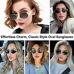 Dollger Polarized Oval Sunglasses for Women Trendy Small Metal Frame Sunglasses Retro Classic Designer Shades