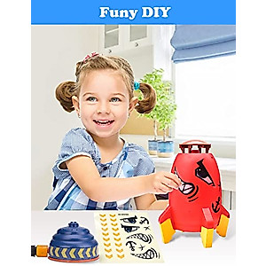 HCFJEH Outdoor Water Sprinkler for Kids and Toddlers - Backyard Red Shake Spinning Water Spray Rocket Toy for Summer Splashing Fun for 3 4 5 6 7 8 Year Old Boys Girls Gift…