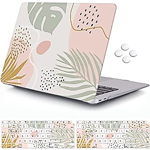 iCasso Compatible with MacBook Air 13 Inch Case 2020 2019 2018 Release A2337M1/ A1932/A2179 with Retina Display Touch ID, Durable Hard Shell Case and Keyboard Cover for MacBook Air 13 - Morandi