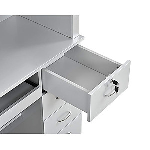 Reception Desk LED Lighted Reception Area Counter LANGARA in Silver Grey