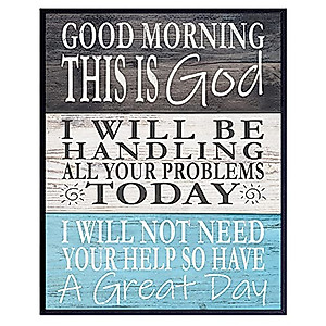 God Wall Decor - Religious Wall Decor - Spiritual Christian Gifts for Women, Men - Catholic Gifts - Funny Christian Wall Art - Inspirational Quotes Wall Decor Sign - Faith Wall Decor - Light Blue