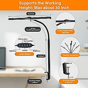 selfila LED Desk Lamp with Clamp - Architect Desk Lamp Swing Arm Task Light 360 ° Rotation Gooseneck Desktop Lighting for Office Home Workbench Drafting Reading