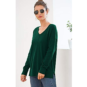 Jouica Womens Fall Casual Long Sleeve Pullover Sweater(Dark Green,X-Large)