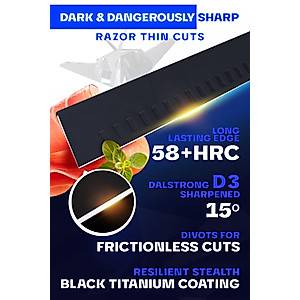 Dalstrong Slicing Knife - 14 inch - Shadow Black Series - Black Titanium Nitride Coated - High Carbon - 7CR17MOV-X Vacuum Treated Steel Carving Knife - Sheath - Kitchen Knife Slicer - NSF Certified