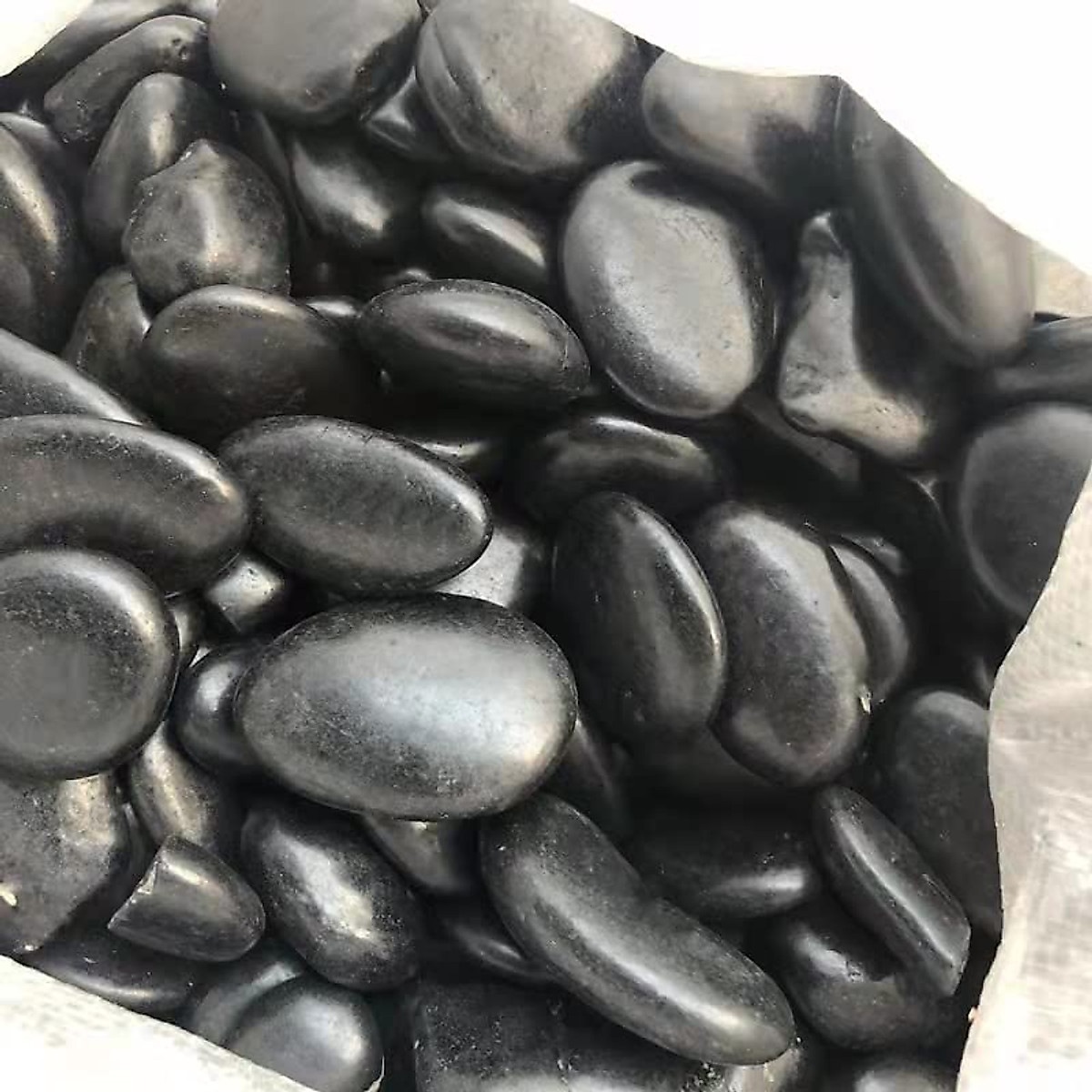 NMEINV 2 lb Natural Decorative Black Pebbles - Decorative River Rocks for Bamboo Plants, Fish Tank, Vase Fillers and Fairy Garden(1 to 2 Inch).