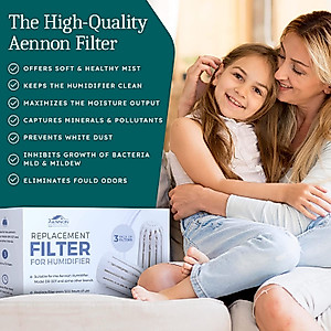 Fits Most Ultrasonic Humidifier Replacement Filters for Home, Cool Mist Demineralization Cartridges, Ceramic Filter Stone Material, 3 Pack, 6 Months Each - Aennon