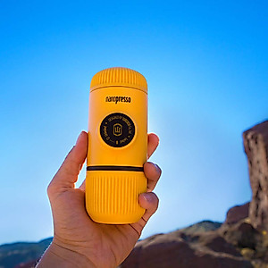 WACACO Nanopresso Portable Espresso Maker, Upgrade Version of Minipresso, 18 Bar Pressure, Mini Travel Coffee Machine, Manually Operated, Perfect for Camping and Hiking, Yellow