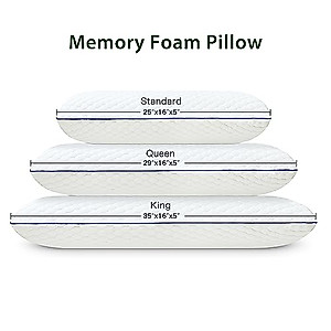 OTOSTAR Memory Foam Pillow, Cooling & Ventilated Bed Pillow with Washable Cooling Pillow Cover, Breathable Memory Foam Pillow for Sleeping, 1 Pack Queen Size