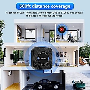 CallToU Wireless Caregiver Call Button Ederly Monitoring Alert Systems for Seniors 1 Plugin Receiver 2 Waterproof Transmitters