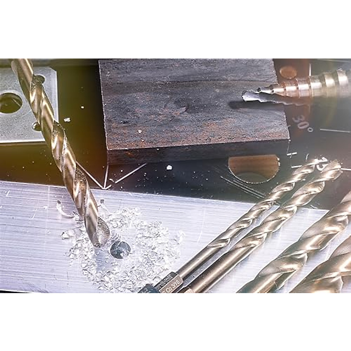 NordWolf 5-Piece M35 Cobalt Drill Bit Set for Stainless Steel, Hard Metals & Cast Iron, Jobber Length with 1/4" Hex Shank, SAE Sizes 3/16"-1/4"-5/16"-3/8"-1/2"