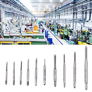 Mini Metric HSS Thread Tap Set, M1 M1.2 M1.4 M1.6 M1.7 M1.8 M2 M2.5 M3 M3.5 Drill Tap Bit, 10pcs Machine Hand Threading Tool for Wood, Plastic, Metal