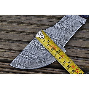 Hunting Knives with Leather Sheath Damascus Blade (Pakka Wood)