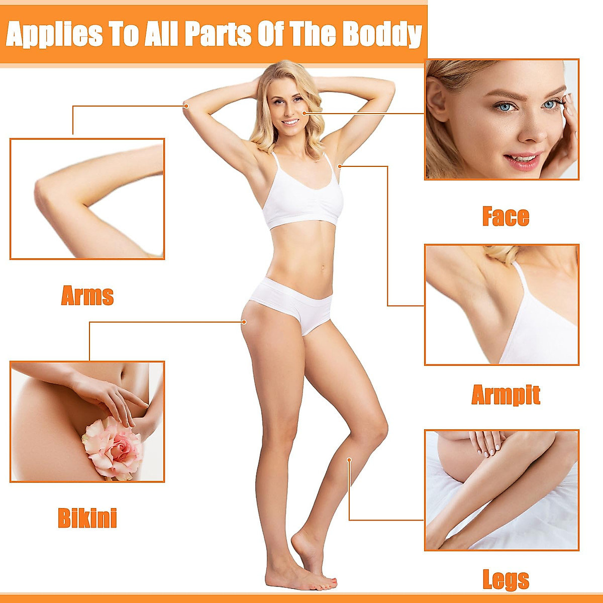 Blulu 400 Wax Strips Non Woven Wax Paper Strips for All Skin Types Facial and Body Hair Removal Waxing Strips Epilating for Leg, Chest, Back, Intimate Area And Face 10 x 3.8 cm(White)