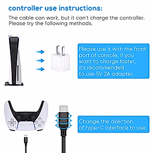16.4FT Charger Charging Cable for PS5/for Xbox Series X/S Controller/for Switch Pro Controller, Replacement USB Charging Cord Nylon Braided Type-C Ports Accessories for Playstation 5/for Xbox Series X