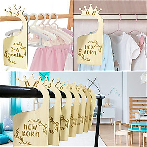 Wooden Unicorn Baby Closet Divider,Upgrade NB to 24 Months Baby Cloth Organizer by Age and Size Nursery Infant Wardrobe Divider Gift for Newborn Baby Shower (Crown)