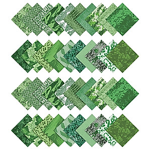 Soimoi 40Pcs Tie Dye Print Cotton Precut Fabrics for Quilting Craft Strips 2.5x42inches Jelly Roll - Green