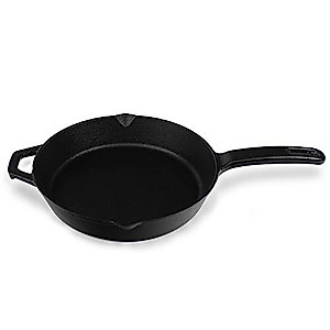 Megamaster 10-inch Round Pre-Seasoned Cast Iron Skillet Pan, Grill Accessory, Camping Cooking Accessory 630-0009P