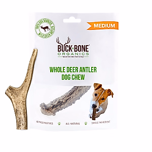 Buck Bone Organics Deer Antler Dog Bones, Premium Grade A - Natural Dog Treat, Made in Montana (Medium)
