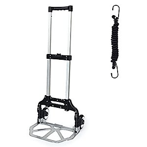 TargetEvo Folding Hand Truck, Aluminum Dolly Cart with Wheels, 170 lbs Capacity Luggage Cart with Rope & Hook for Indoor Outdoor Moving Travel