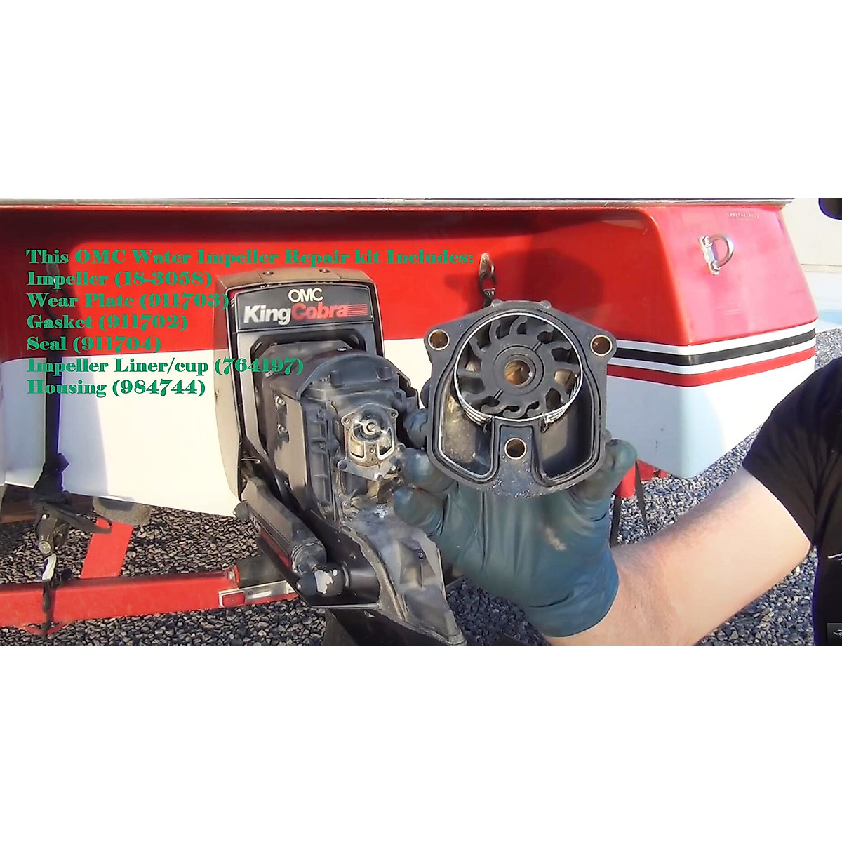 New Water Pump Impeller Housing Repair Kit,Fits OMC cobra 4 cylinder (3.0L),V6 (4.3L) and V8 (5.0, 5.7, 5.8, 7.5L) sterndrives 1986 to 1993,Replace: 984461 983895 984744