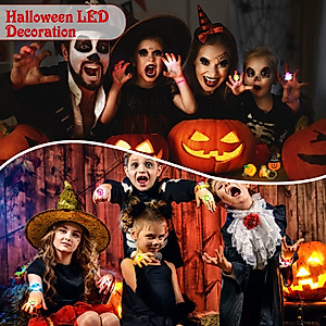 100 Pcs Halloween Party Favors Toys 76 Halloween LED Light Up Rings and 24 Bracelets Bulk for Light Up Halloween Toys Glow in The Dark for Kids Halloween Party Supplies Decorations