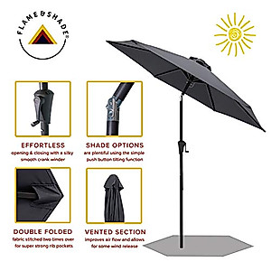 FLAME&SHADE 9 ft Outdoor Market Patio Table Umbrella with Tilt, Anthracite