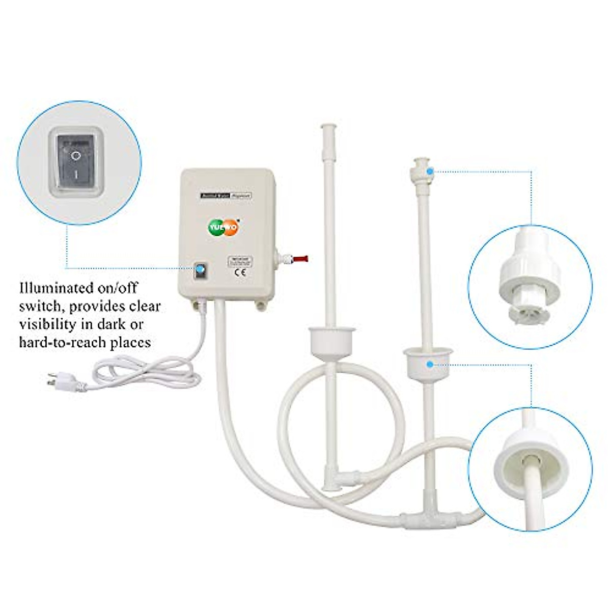 YUEWO Bottle Water Dispenser Pump System 20ft with 110V AC US Plug for 5 Gallon Bottle, 5 Gallon Water Jug, Single & Double Tube (Double Tube)