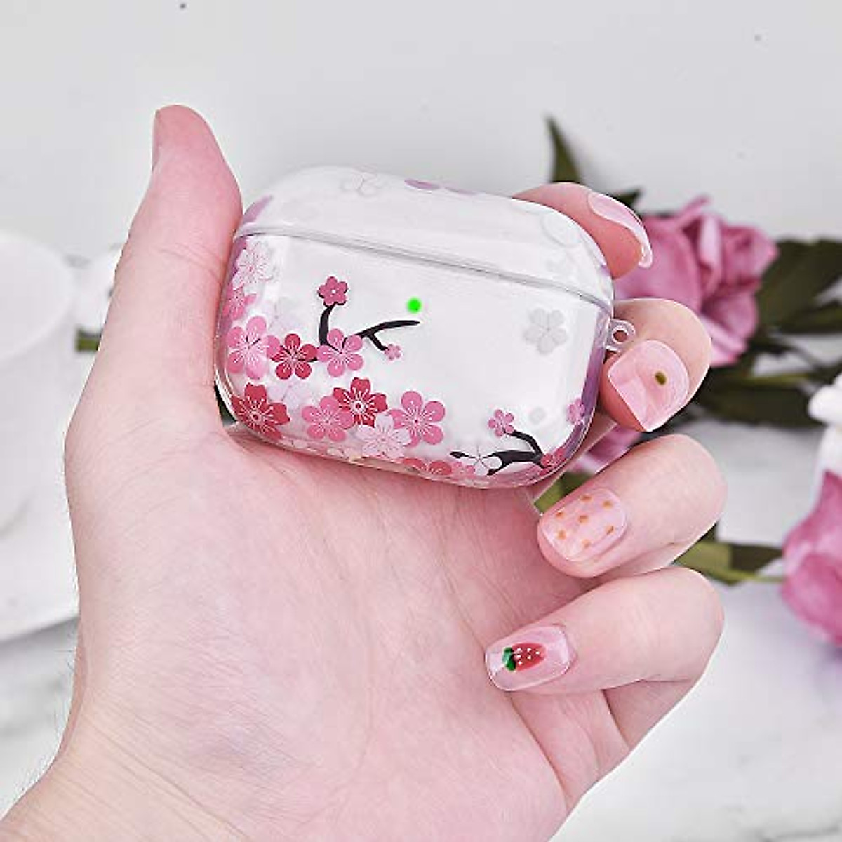 V-MORO Compatible with Airpods Pro/Pro 2 Case, Cute Clear Airpod Pro Case Cover Transparent Protective Case Girl for Apple Airpods Pro [Front LED Visible] Charging Skin Women ( Plum Flower)