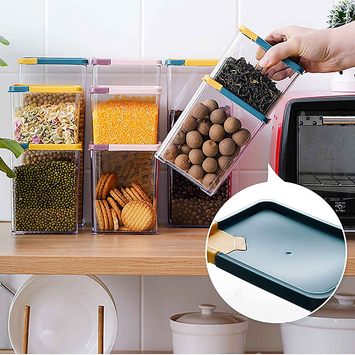 WOHSAO Food Storage Containers with Lid, Kitchen Pantry Organization and Sealed Storage Tank for Bulk Food Dry Food Cereal,Rice, Pasta, Flour and Sugar