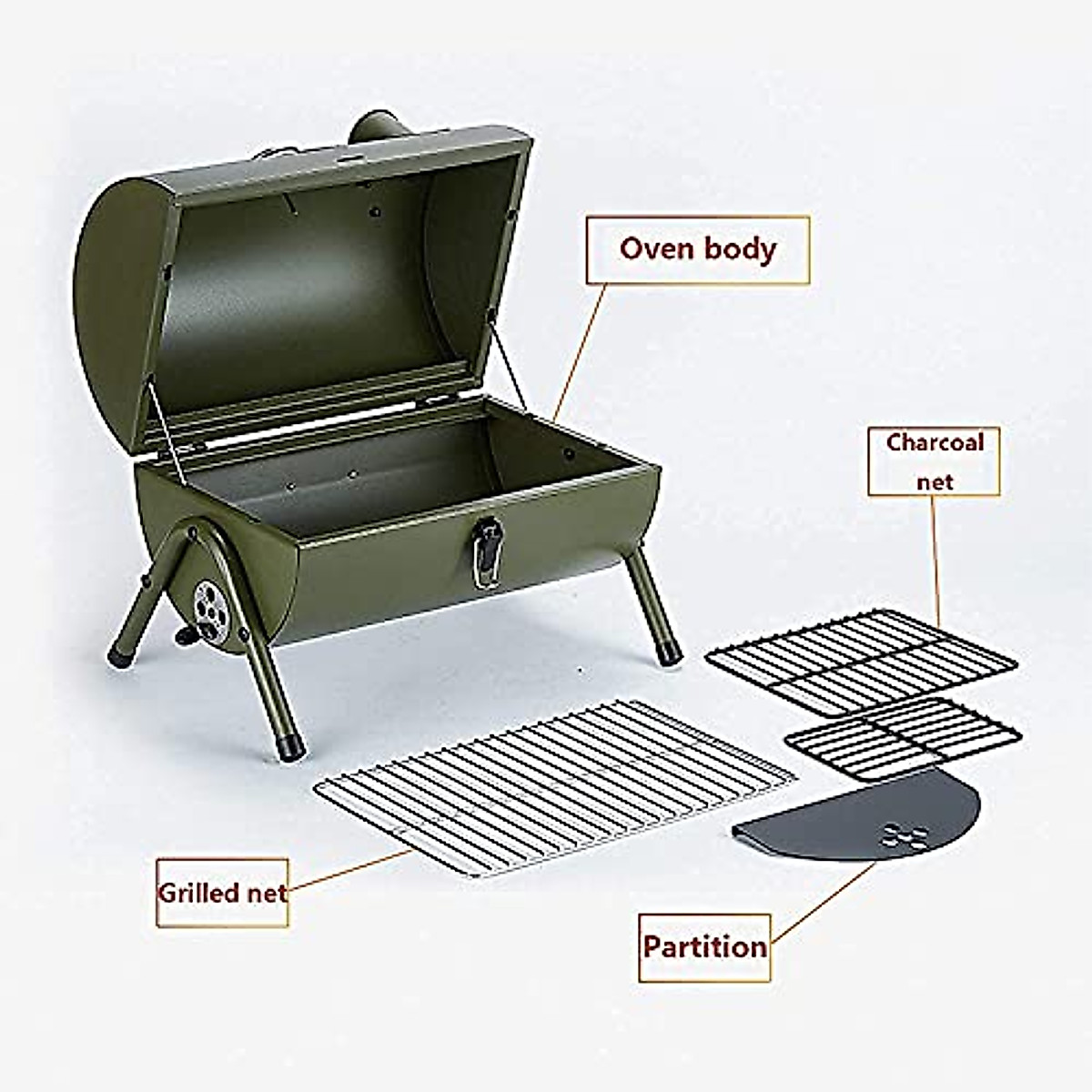 ATAAY Barbecue tool set Outdoor Charcoal Grill, Durable Steel Barbecue Tool Kits with Arch Design Suitable for Outdoor Campers Barbecue Lovers Travel Parks Beaches Wild